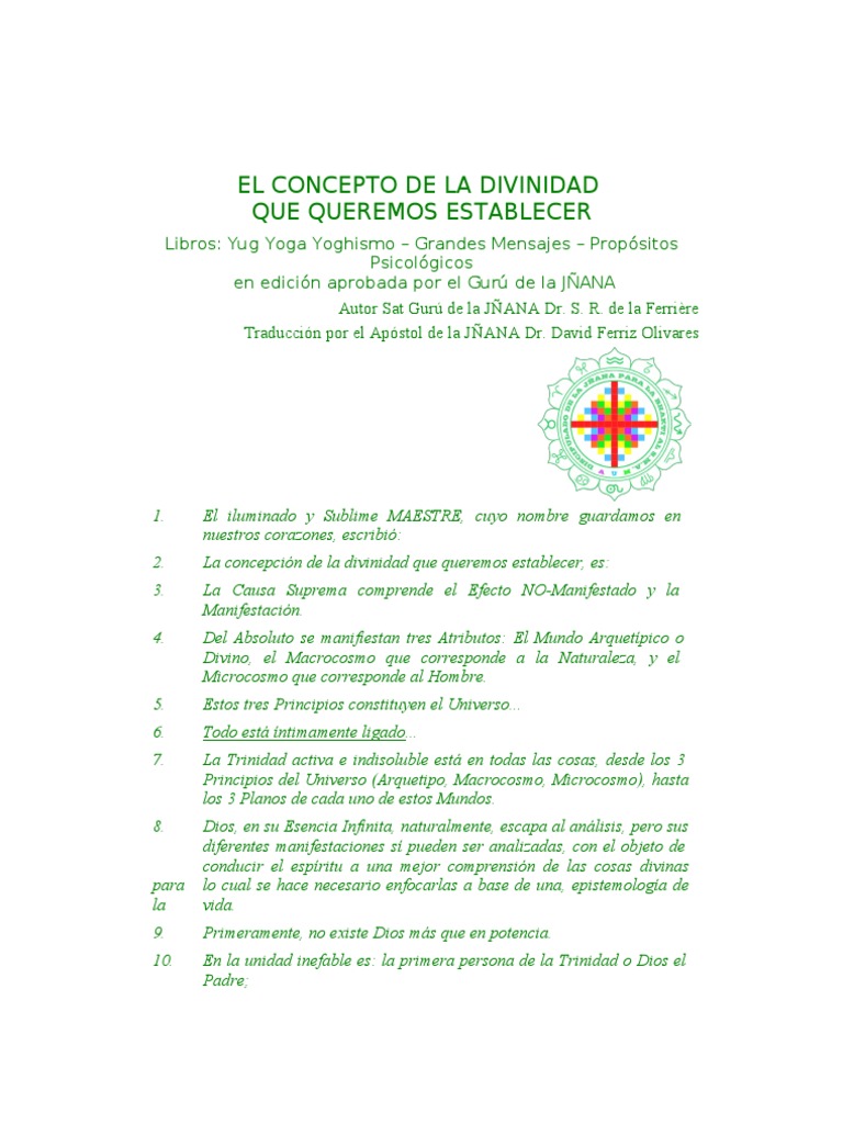 El Nuevo Concepto de La Divinidad Que Queremos Establecer | Causalidad ...