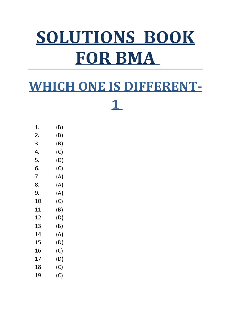 Solutions Book For Bma | PDF