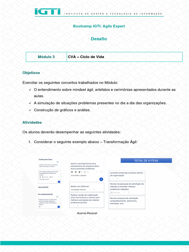 Enunciado Do Desafio - Módulo 3 - Bootcamp Agile Expert | PDF
