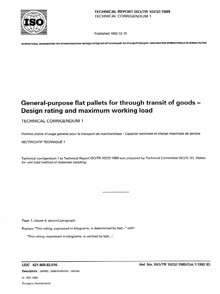 ISO/TR 10232:1989 Technical Corrigendum | PDF