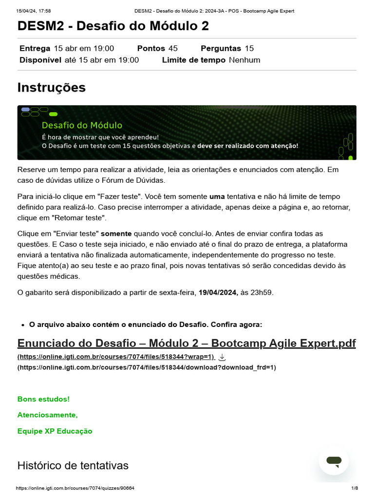 DESM2 - Desafio Do Módulo 2 - 2024-3A - POS - Bootcamp Agile Expert ...