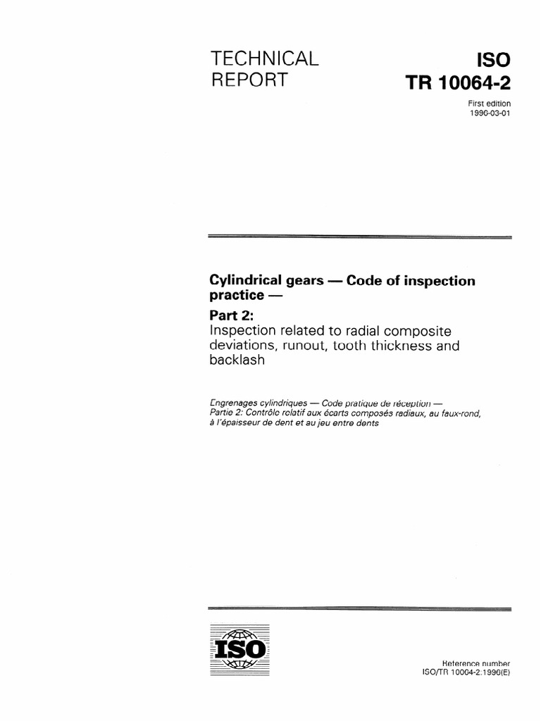 ISO TR 10064-2-1996 Scan | PDF | Gear | International Organization For ...