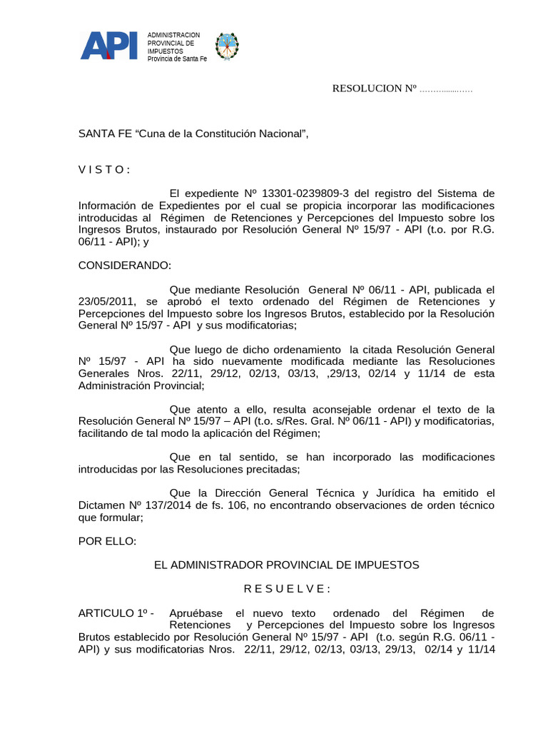 Texto Ordenado y Actualizado Res. Gral. 15-97 Hasta RG 13-2024 | PDF ...