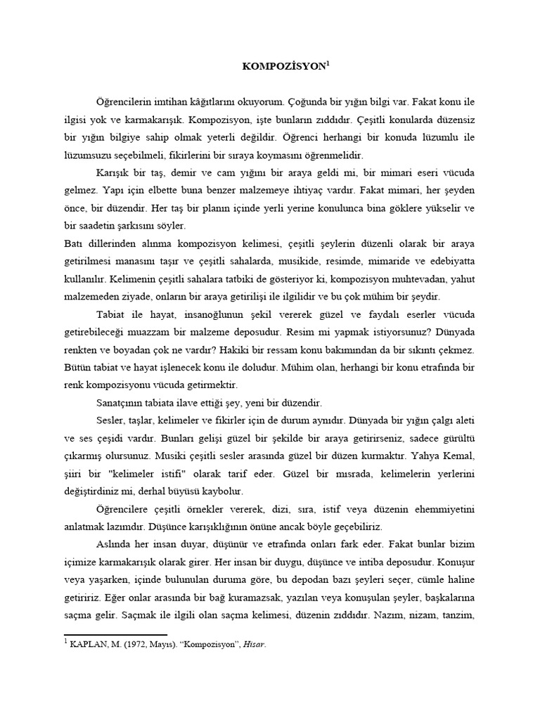 Mehmet Kaplan Kompozisyon | PDF