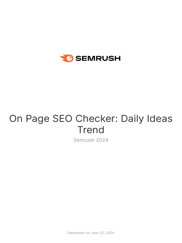 Semrush-On Page SEO Checker Daily Ideas Trend-Semrush 2024-22nd Jun ...