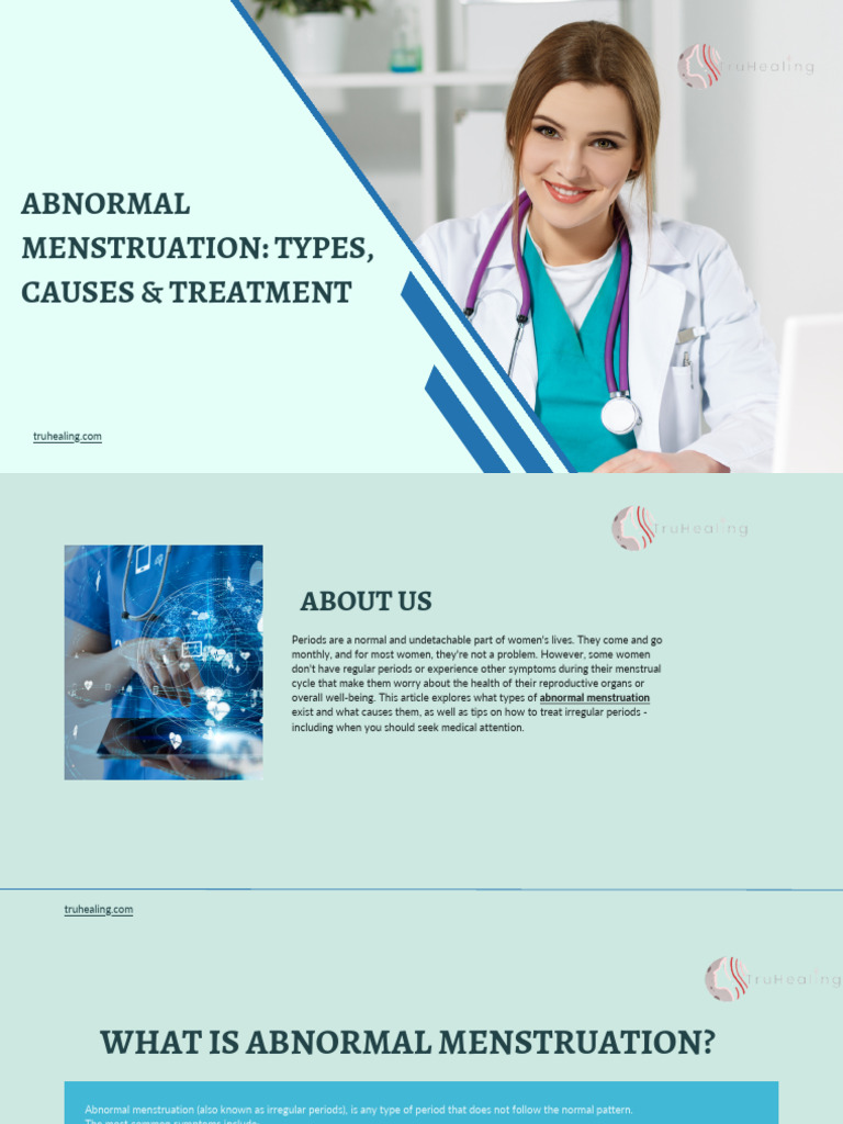 Abnormal Menstruation Types, Causes & Treatment | PDF | Menstrual Cycle ...