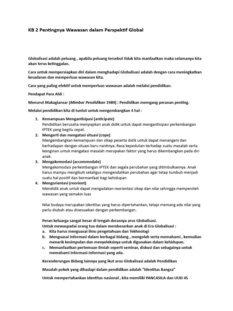 KB 2 Pentingnya Wawasan Dalam Perspektif Global | PDF