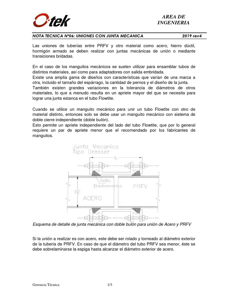 NT06 Uniones Con Juntas Mecanicas | PDF | Tubería (transporte de fluidos) | Acero