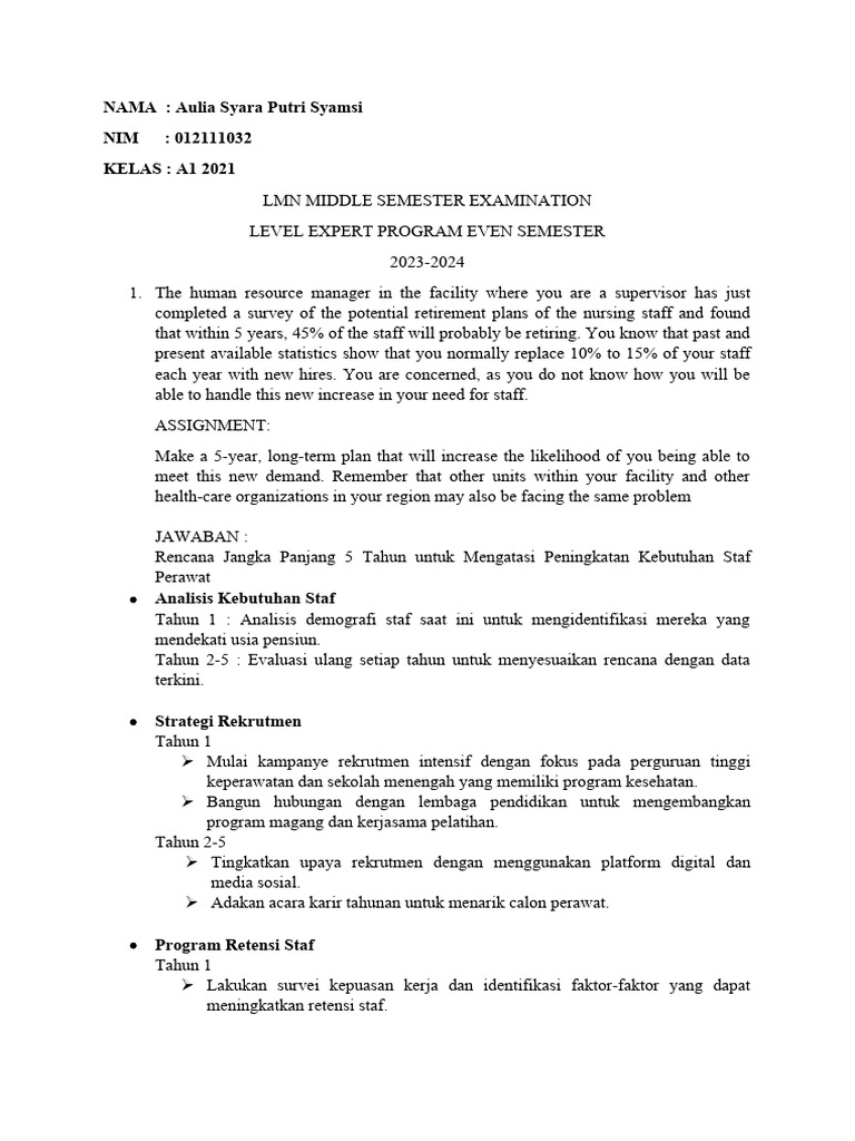 LMN Middle Semester Examination | PDF | Karier & Perkembangan | Bisnis