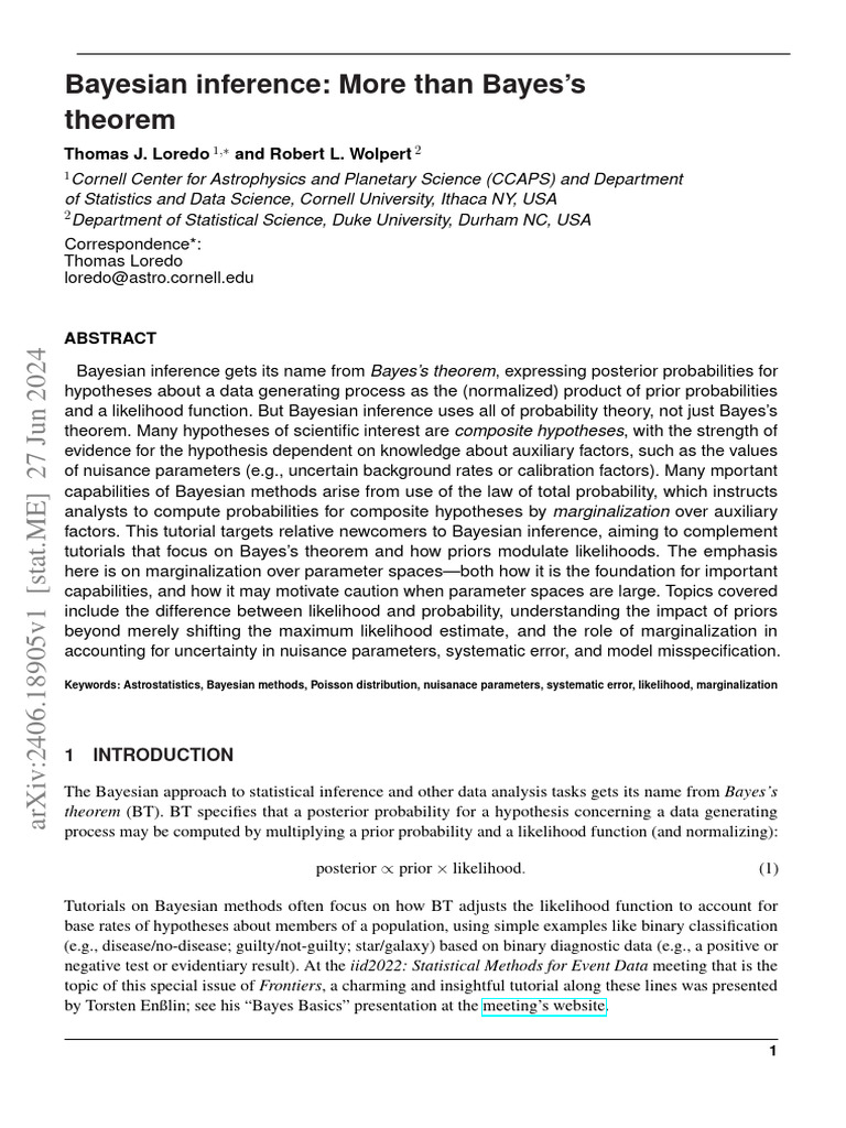 Bayesian Inference More Than Bayess Theorem | PDF | Bayesian Inference | Statistical Inference