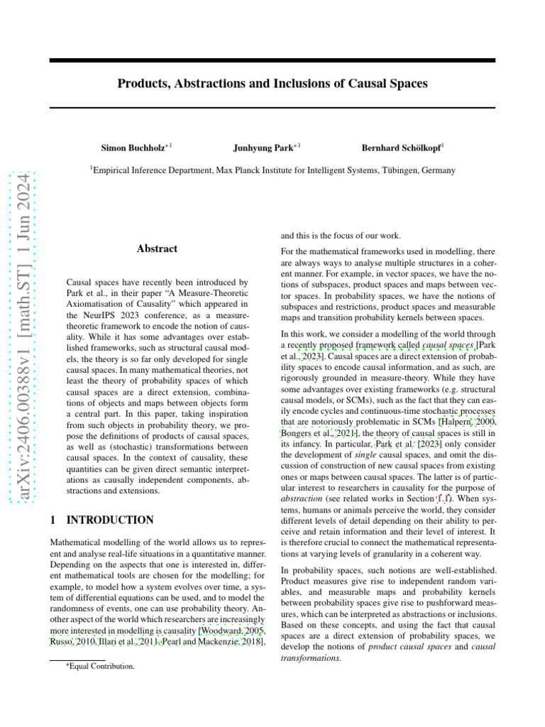 Products Abstractions and Inclusions of Causal Spaces | PDF | Causality | Structural Equation ...