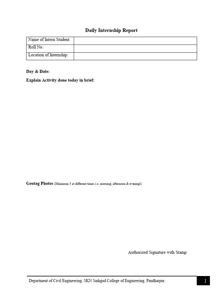 Daily Internship Report | PDF