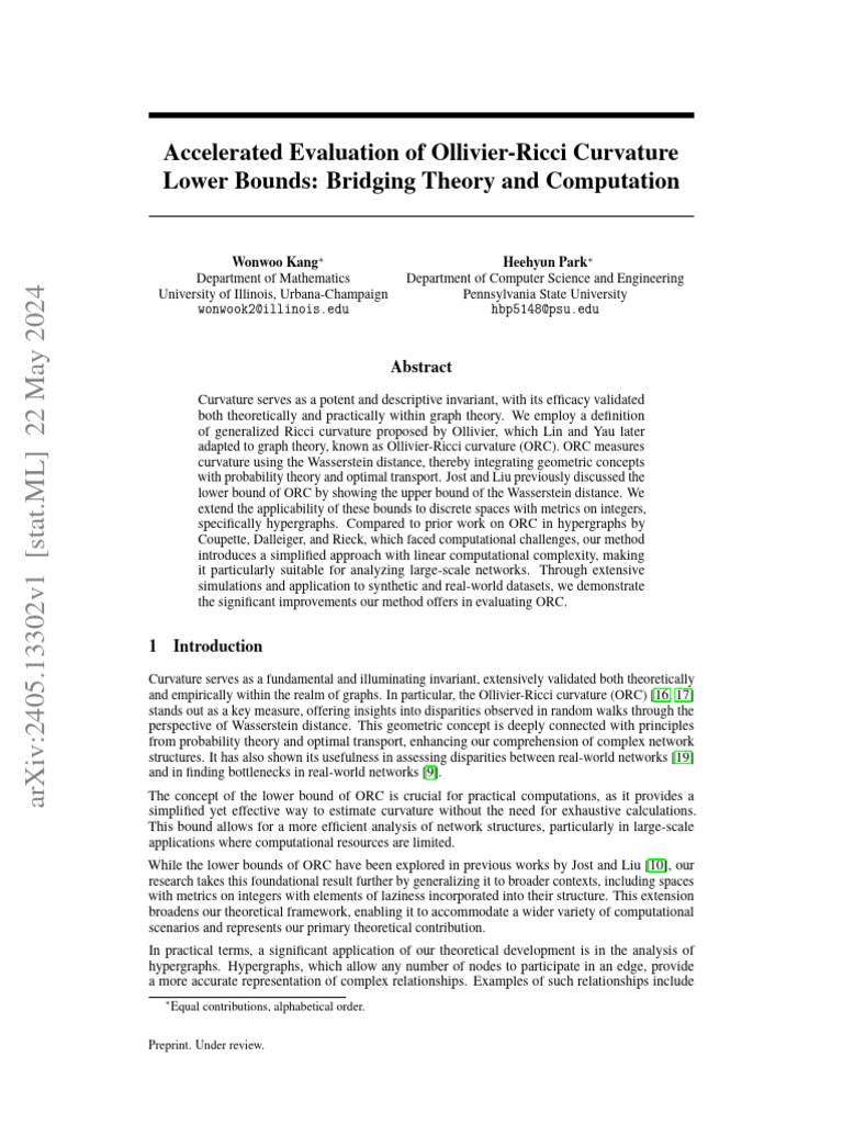 Accelerated Evaluation of Ollivier-Ricci Curvature | PDF | Vertex ... Accelerated Evaluation of Ollivier-Ricci Curvature | PDF | Vertex ...