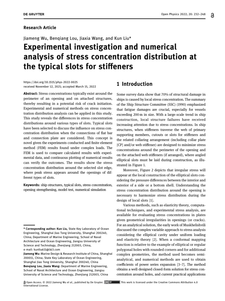 Stress Concentration in Ship Slots | PDF | Stress (Mechanics) | Bending