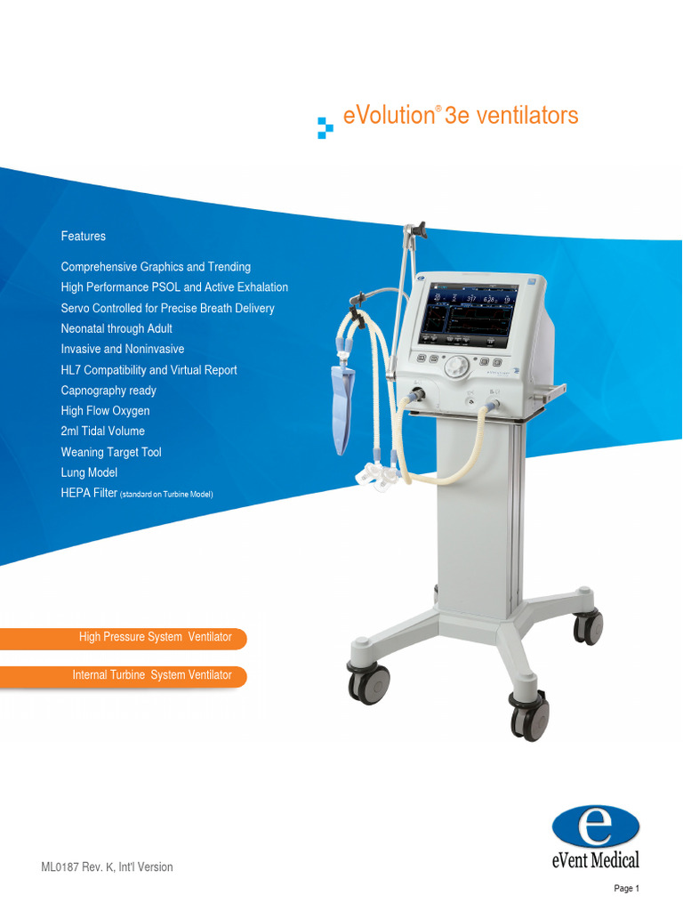 ML-0187 Rev K Evolution Data Sheet | PDF | Pulmonology | Respiration