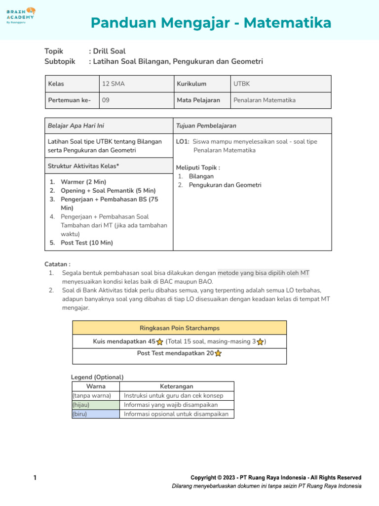 Pertemuan 09 - Drill Soal Bilangan Pengukuran Dan Geometri | PDF
