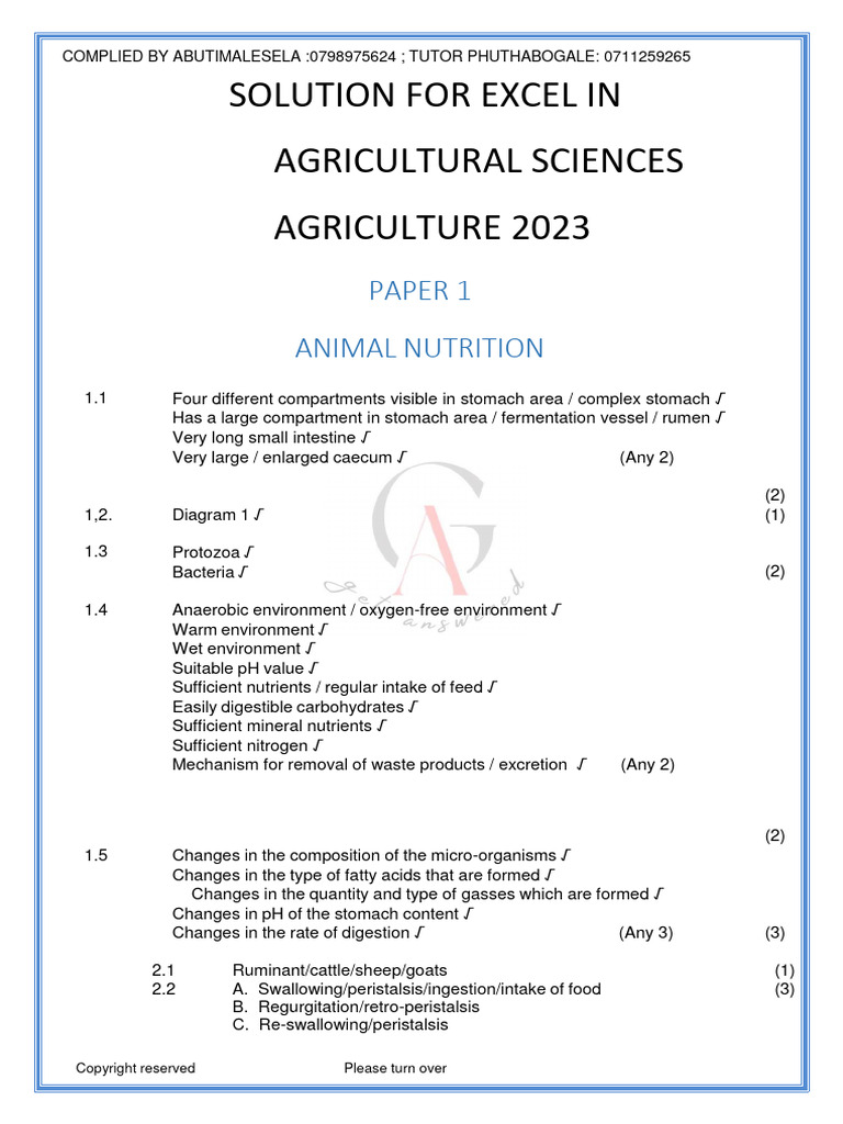 Agric Solution Book MG | PDF | Small Intestine | Digestion