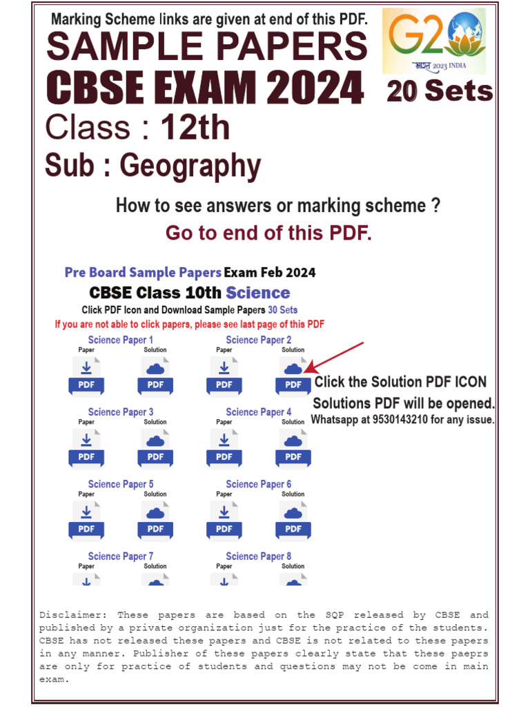 Class 12 Geography Sample Paper 2024 | PDF | Energy Development ...