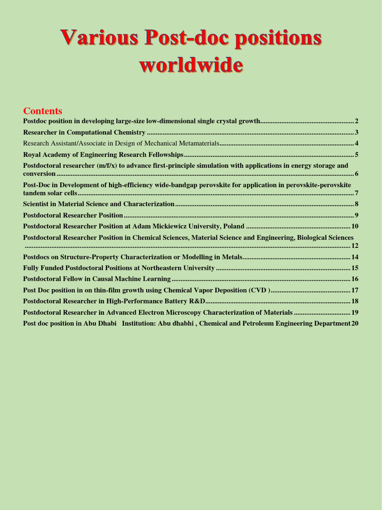 Post-Doc Position in Sciences | PDF | Science | Doctor Of Philosophy