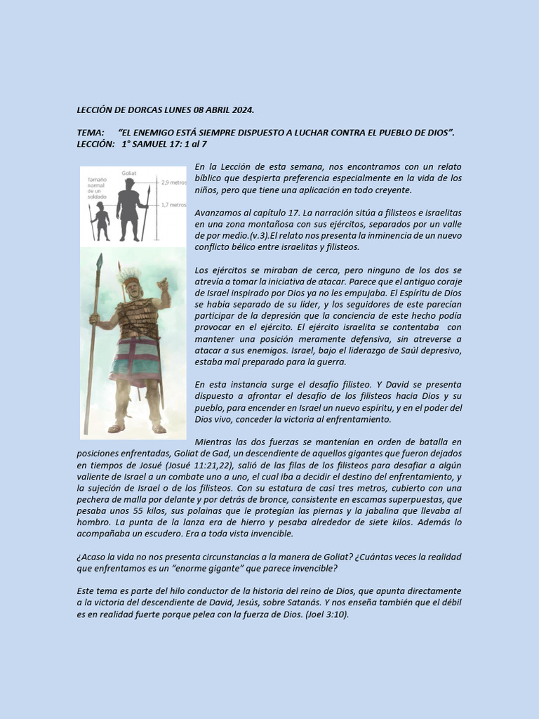 Lección de Dorcas Lunes 08 Abril 2024 | PDF | David | Saulo