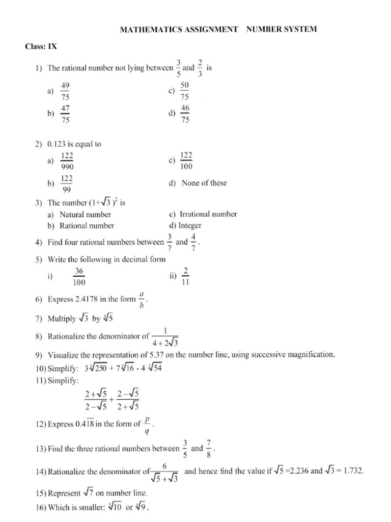 Number System IX | Download Free PDF | Rational Number | Numbers