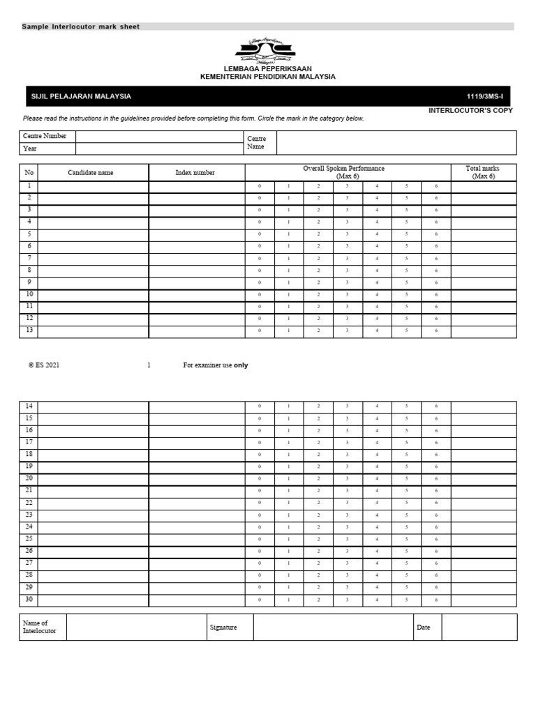 Speaking Mark Sheet | PDF | Conversation | Applied Linguistics