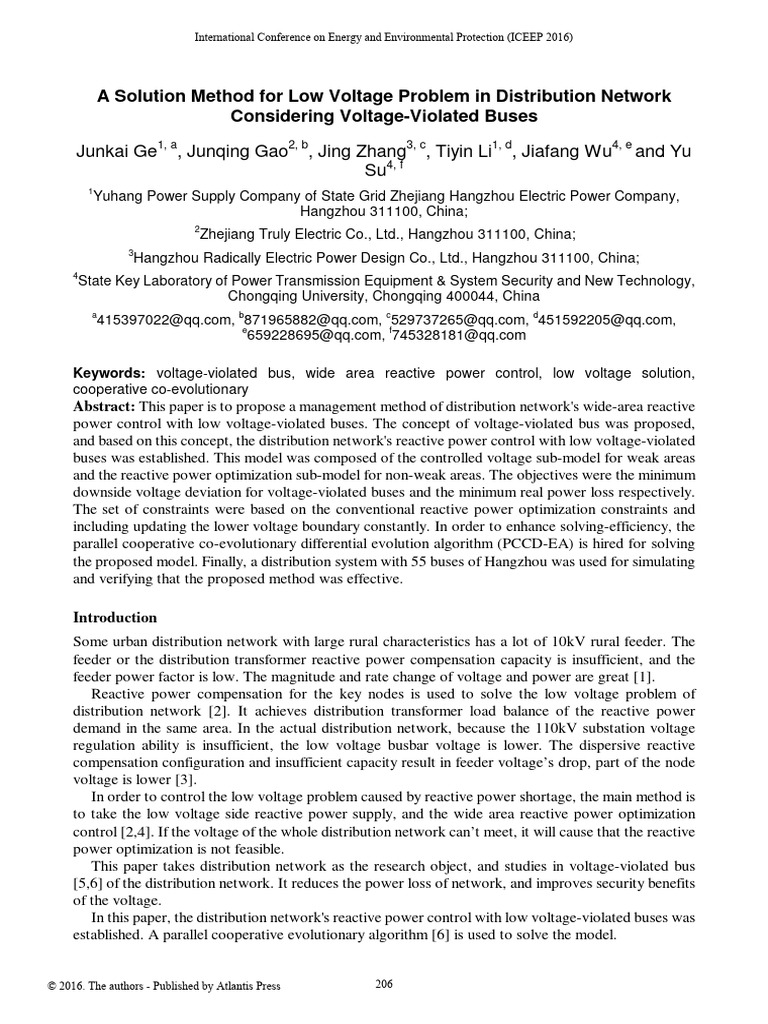 A Solution Method For Low Voltage Problem in Distribution Network Considering Voltage-Violated ...