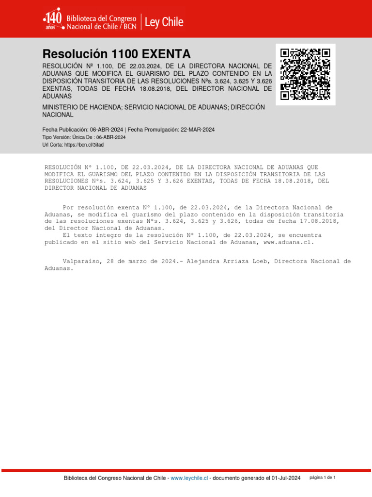 Resolucion-1100 EXENTA - 06-ABR-2024 | PDF