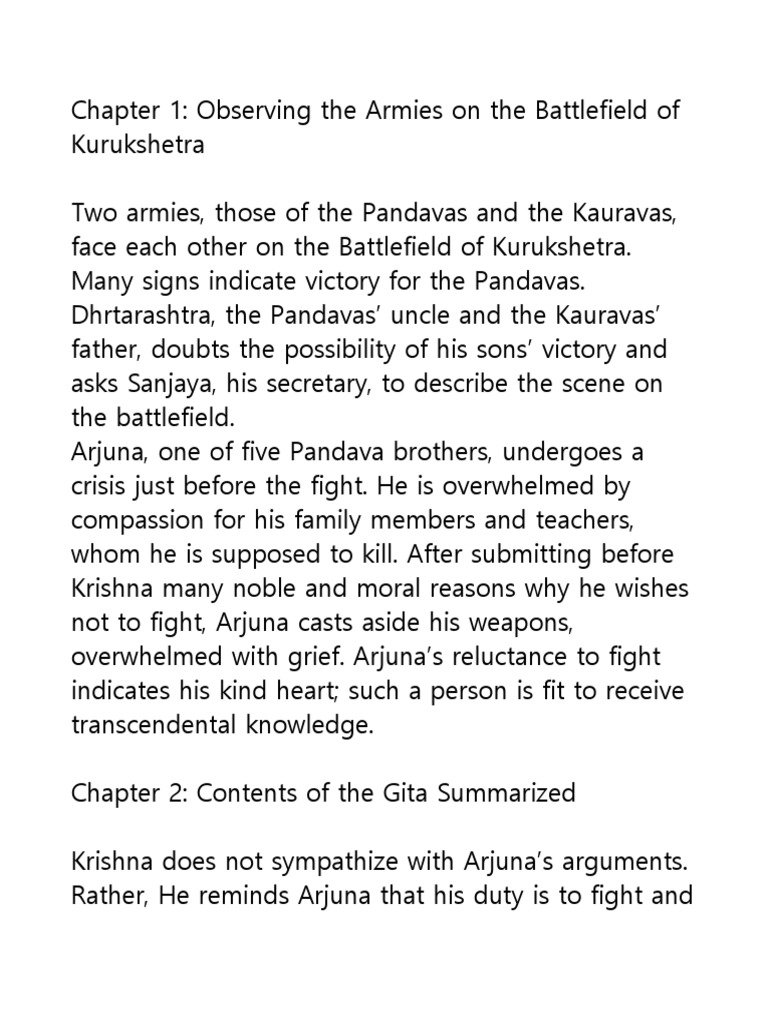 Geeta Summary | PDF | Bhagavad Gita | Yoga