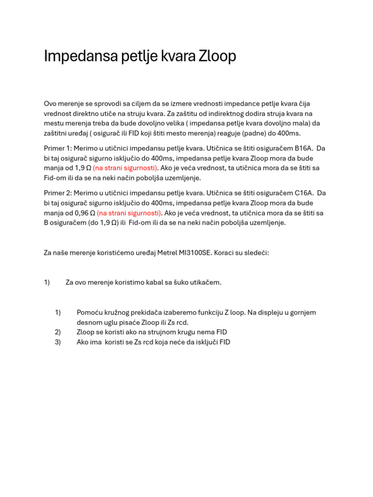 Impedansa Petlje Kvara Zloop | PDF