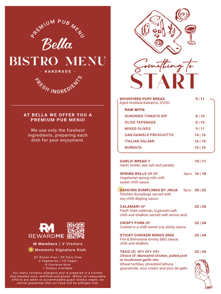 Bella Bistro Menu | PDF | Hamburgers | French Fries