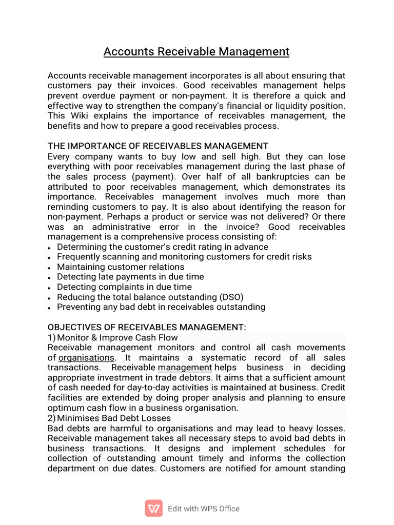 RECEIVABLE | PDF | Business | Finance & Money Management