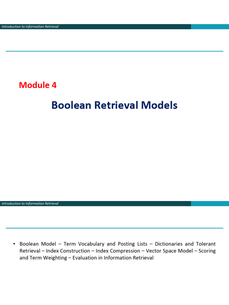 Module 4 Boolean Retrieval Models Pdf Search Engine Indexing Information Retrieval