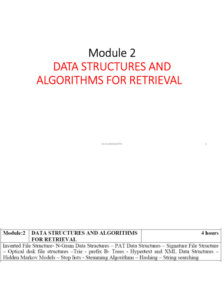 Module 2-Data Structures and Algorithms For Retrieval-Cat1 | PDF | Xml ... Module 2-Data Structures and Algorithms For Retrieval-Cat1 | PDF | Xml ...