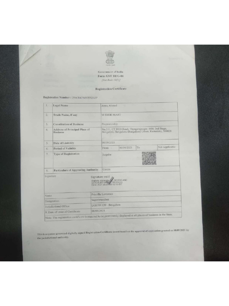 GST Certificate | PDF