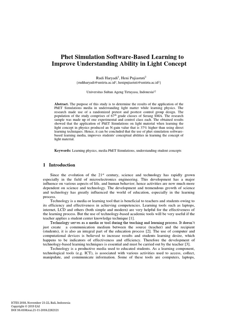 Phet Simulation Software-Based Learning To | PDF | Simulation | Learning