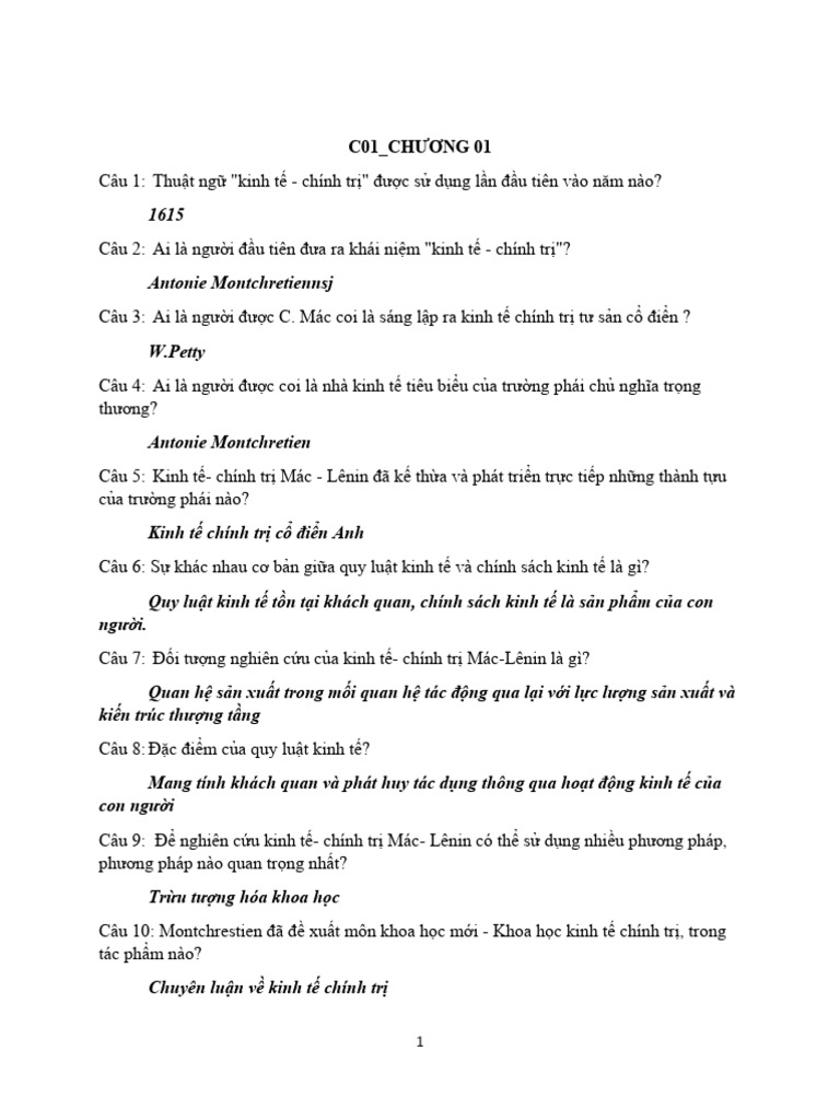 Trắc nghiệm KT-CT MÁC-LENIN | PDF