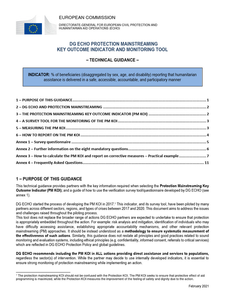 Protection Mainstreaming Indicator Technical Guidance | Download Free ...