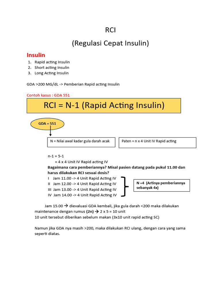 Rumus RCI untuk Pemberian Insulin | PDF