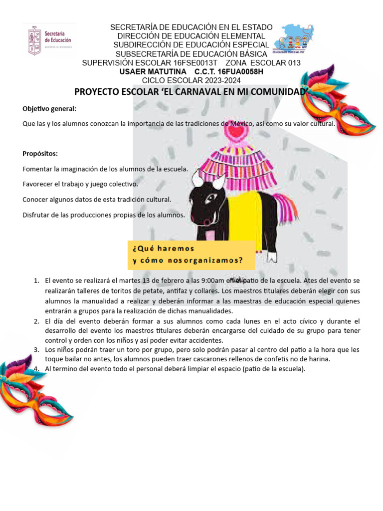 Proyecto El Carnaval | PDF
