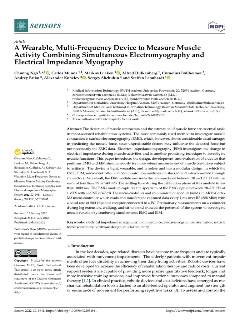 A Wearable, Multi-Frequency Device To Measure Muscle Activity Combining ...