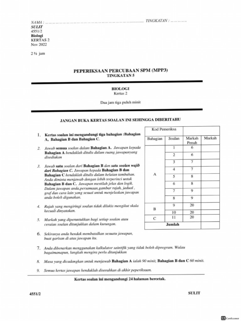 Biologi K2 - MPP3 2022 Trial TRG | PDF