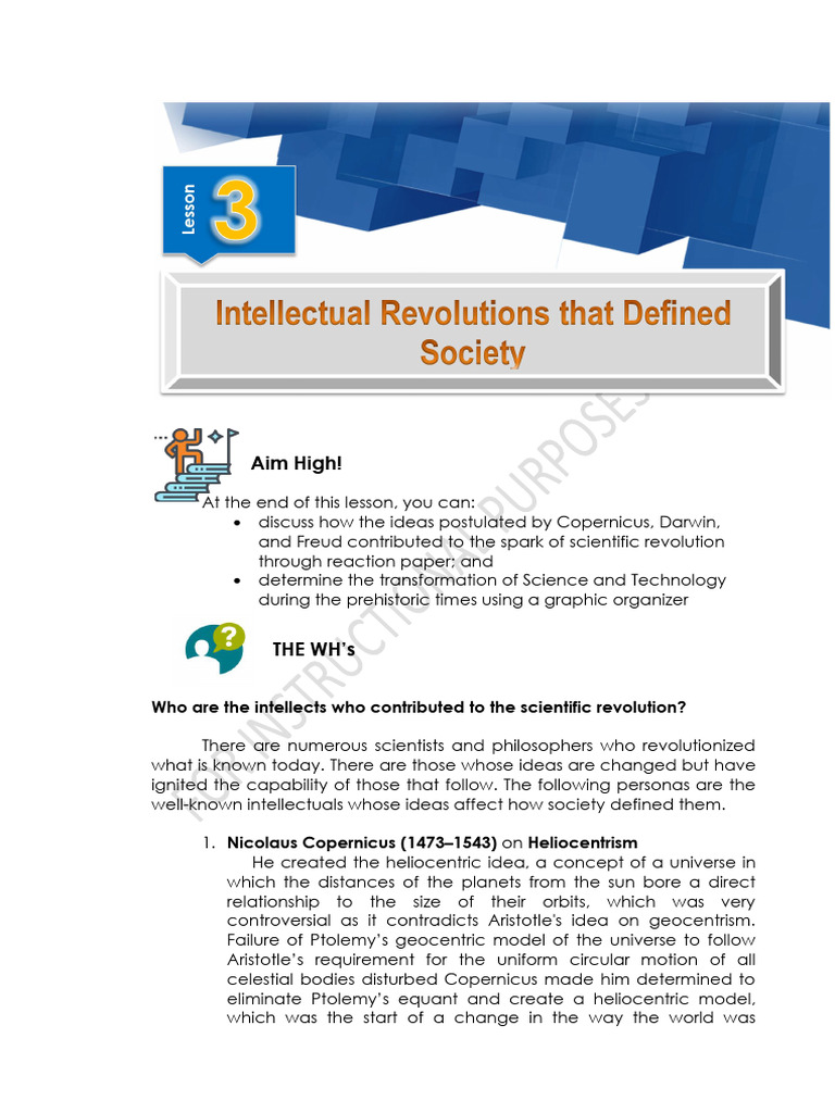 GEC-103 LESSON 3 Intellectual Revolutions That Defined Society | PDF ...