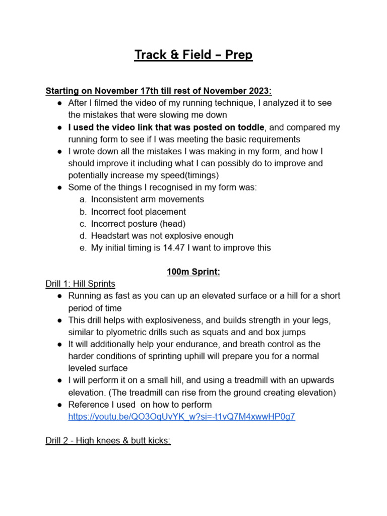 Track and Field Long Assesment Preparation | PDF | Lower Limb Anatomy ...