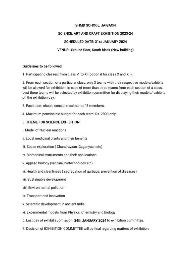 Science Exhibition 2024 | PDF