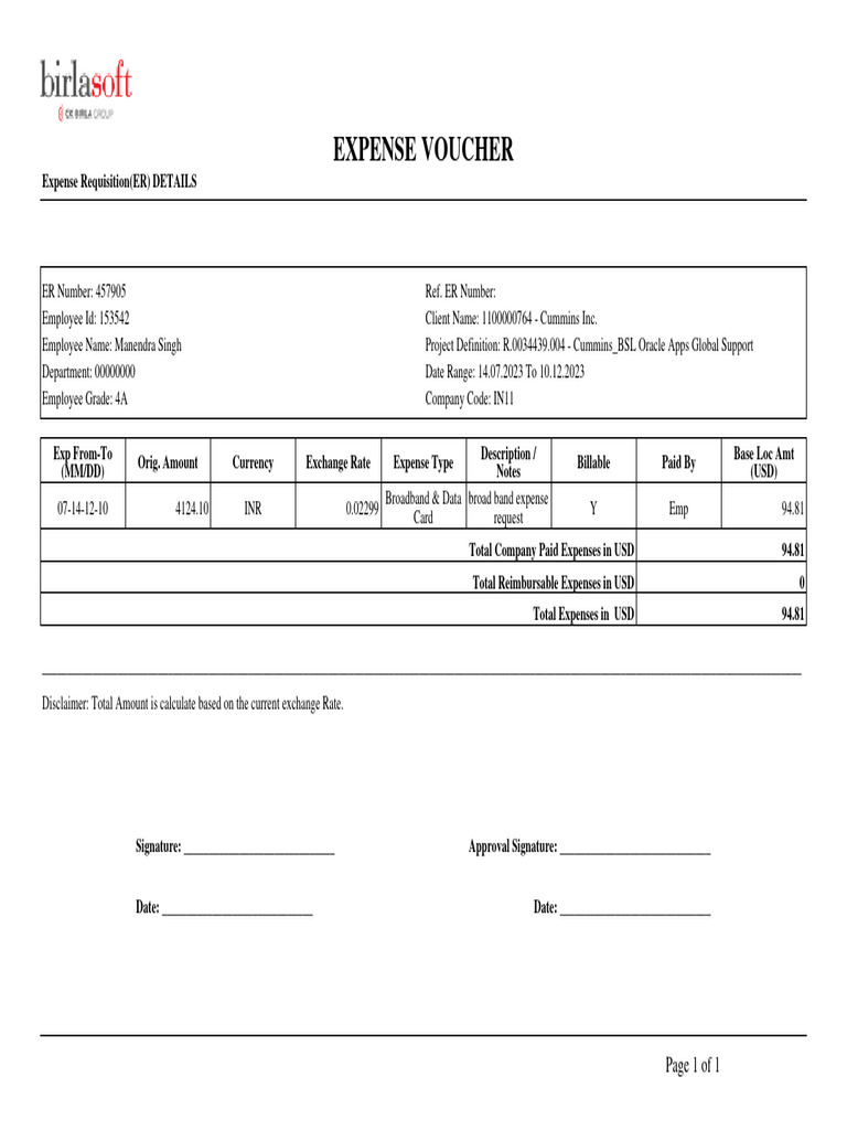 Employee Expense Report | PDF | Business | Finance & Money Management
