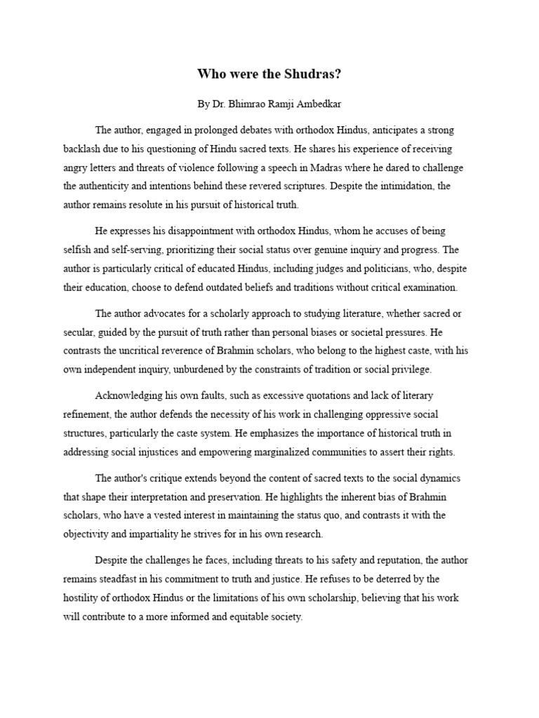 Who Were The Shudras | PDF | Truth