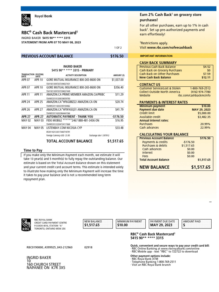MasterCard Statement-2655 2023-05-08 | PDF | Credit Card | Payments