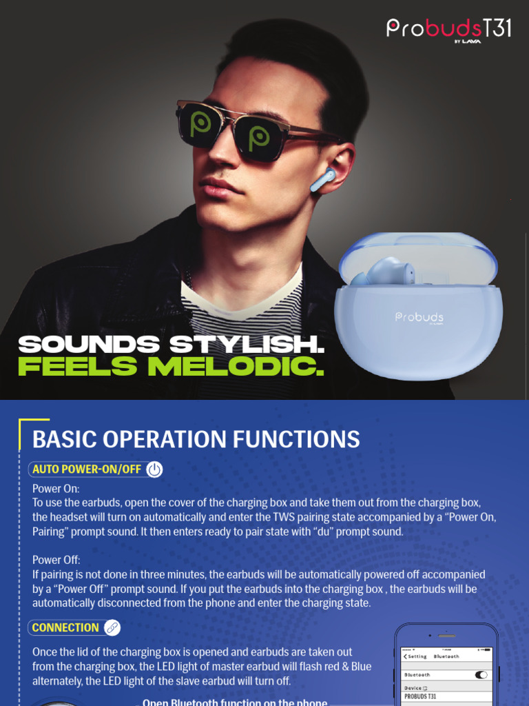 Probuds t31 | PDF | Headphones | Bluetooth