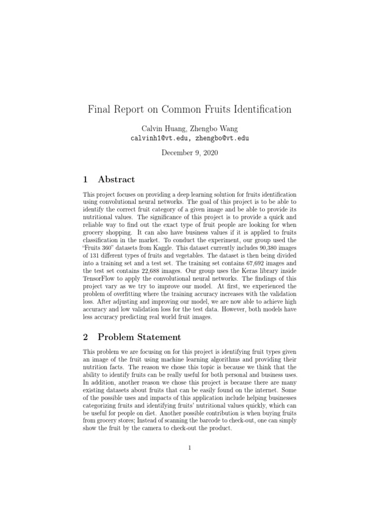 Deep Learning for Fruit Identification | PDF | Artificial Intelligence ...